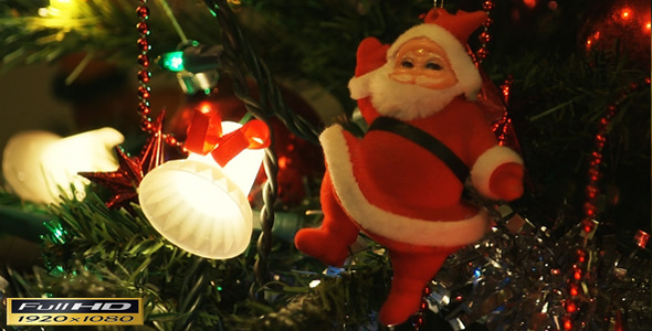 Christmas Tree Closeup Santa Clause Ornament | HD, Stock Footage ...