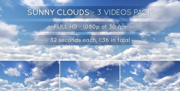 Sunny Clouds - 3 Videos Pack, Stock Footage | VideoHive
