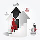 Businessman Up the Arrow Ladder Paper Cut Style, Infographics ...