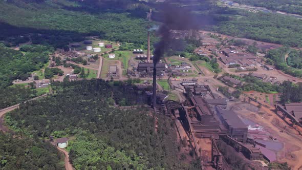 Smoking chimneys of nickel mine, Loma Miranda. Falconbridge or Falcondo ...