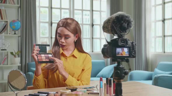 Influencer Transgender Woman Blogger Talks About Makeup. Blogger Talks ...