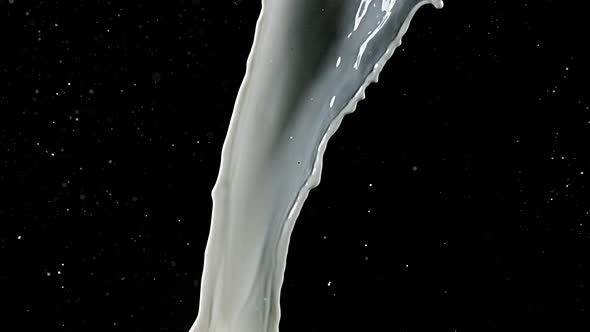 Milk spurting out against Black Background, Slow motion, Stock Footage