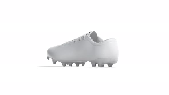 Blank white leather soccer boot mockup, looped rotation, Motion Graphics