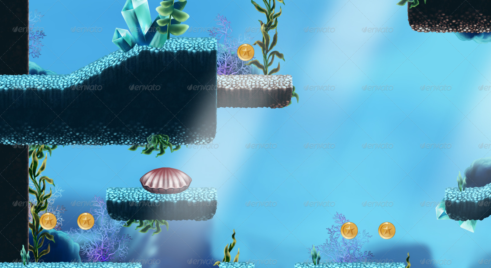 Platform Game Tileset 9: Underwater World, Game Assets | GraphicRiver