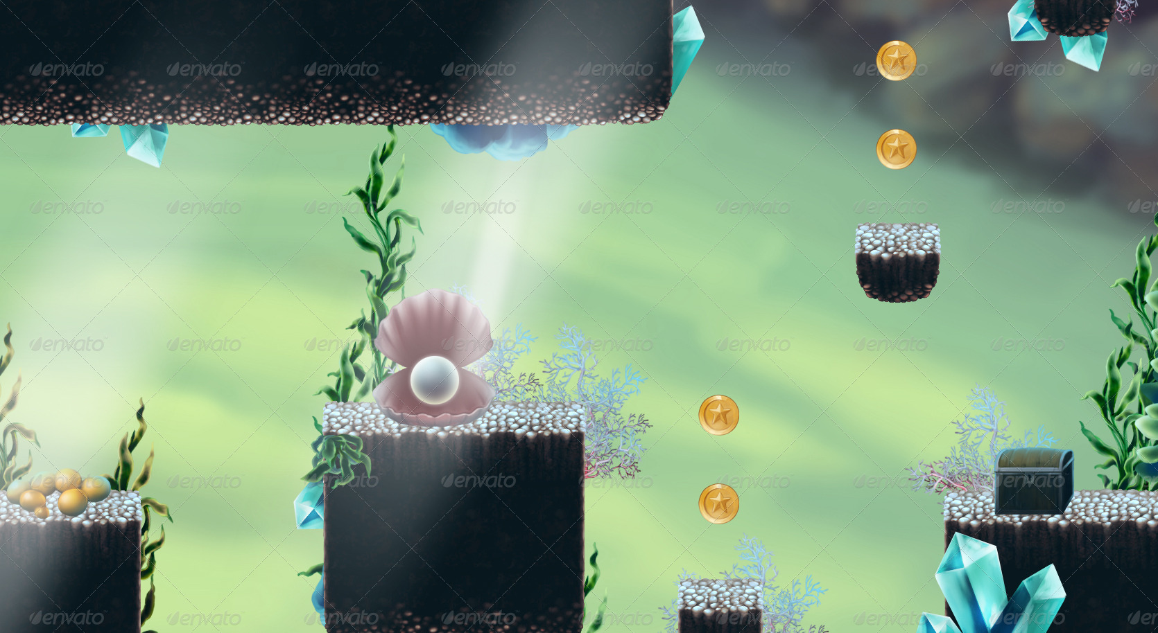 Platform Game Tileset 9: Underwater World, Game Assets | GraphicRiver