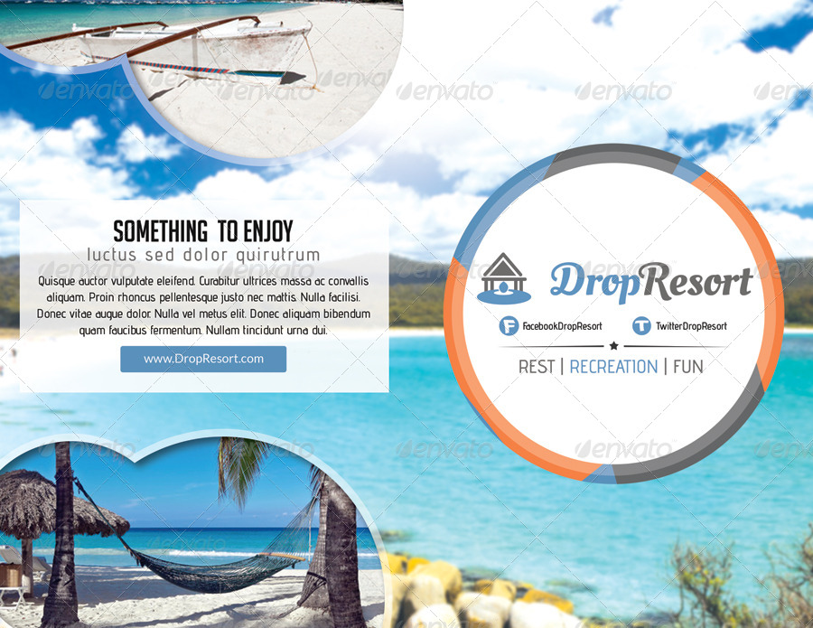 Drop Beach Resort Vacation Trip Bifold, Print Templates | GraphicRiver