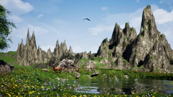 Pointed Hills And Lake View, Motion Graphics | VideoHive