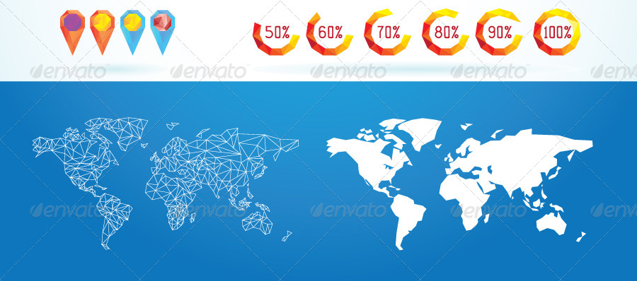 World Map Low Poly, Vectors | GraphicRiver
