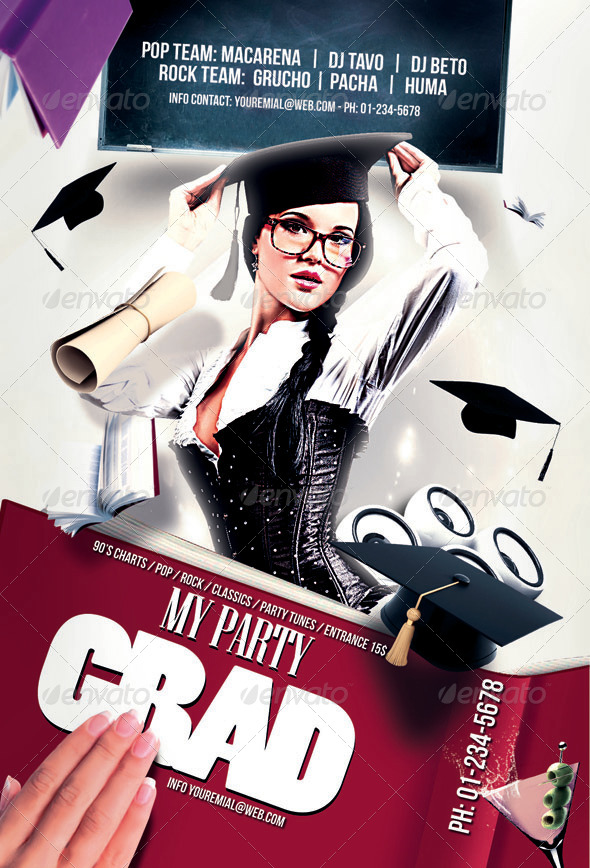 Grad Party Flyer Template, Print Templates | GraphicRiver