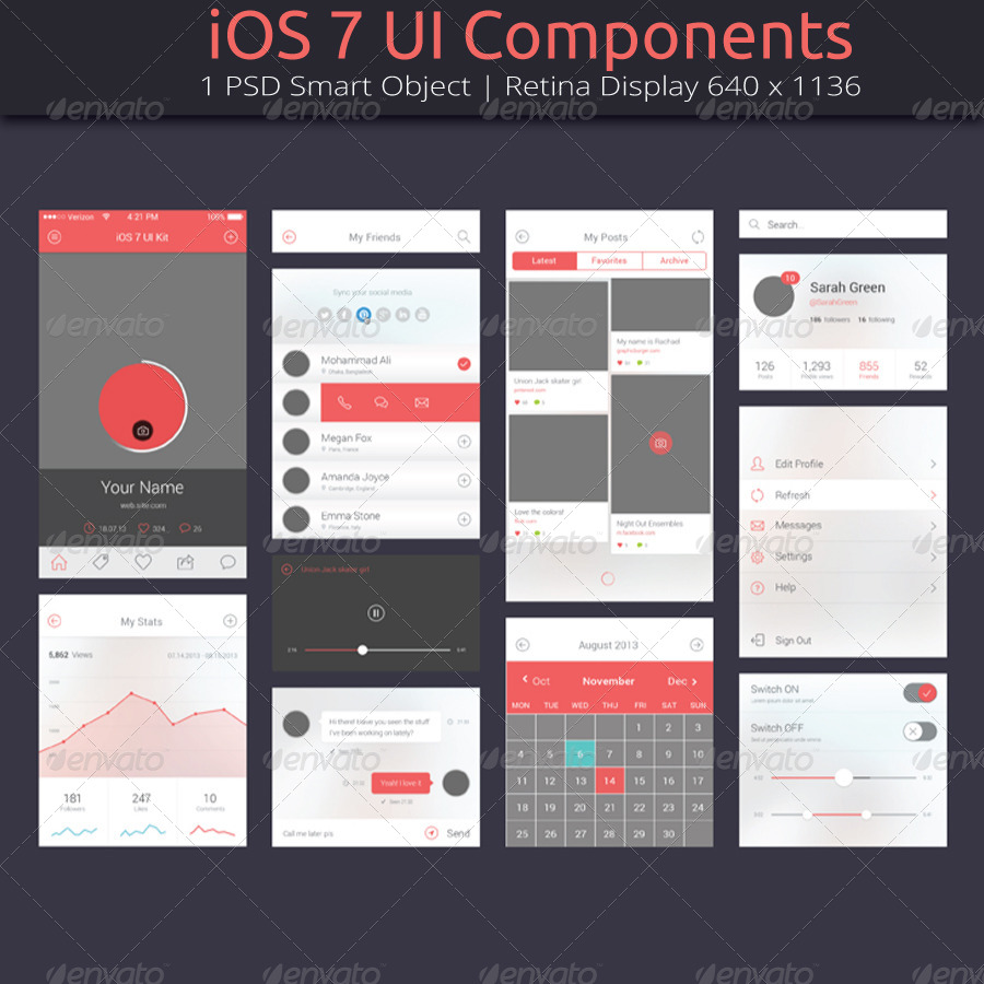 iOS 7 UI Components Kit, Web Elements | GraphicRiver