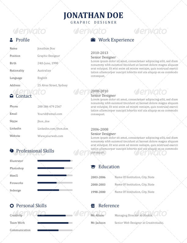 Simple & Clean Resume Set, Print Templates | GraphicRiver