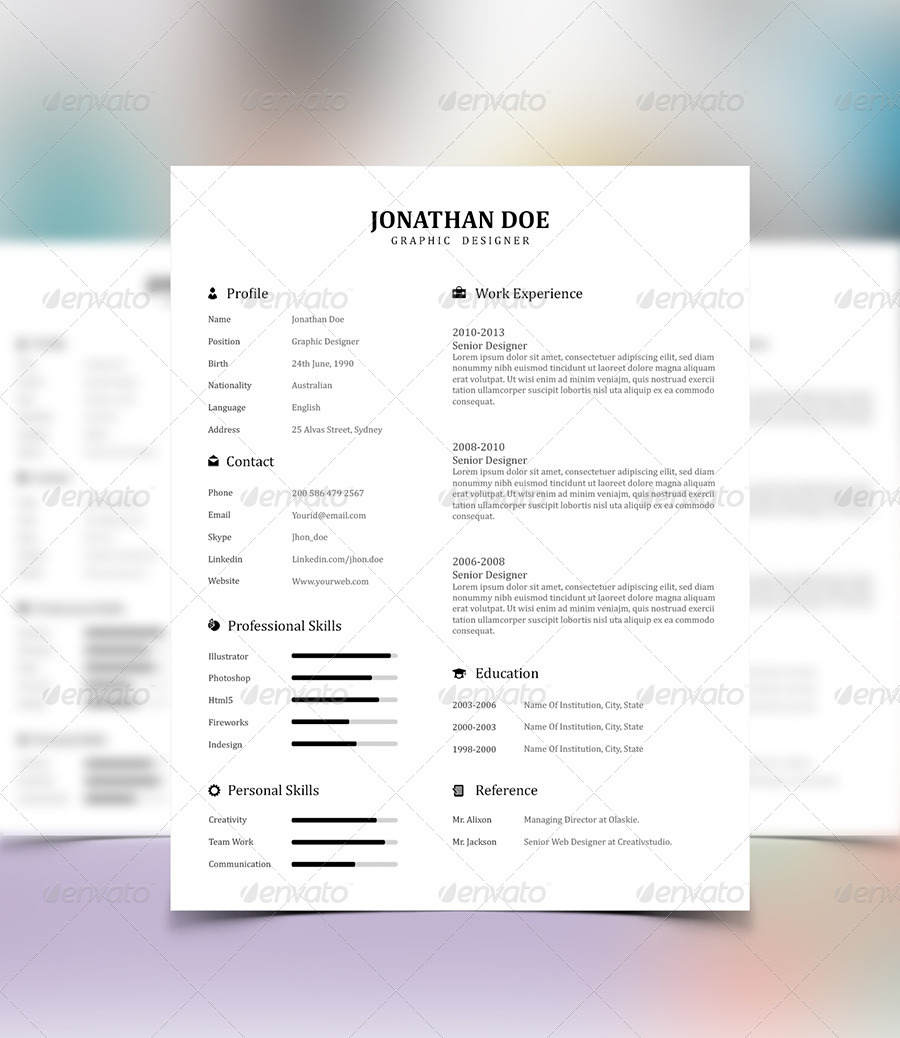 Simple & Clean Resume Set, Print Templates | GraphicRiver
