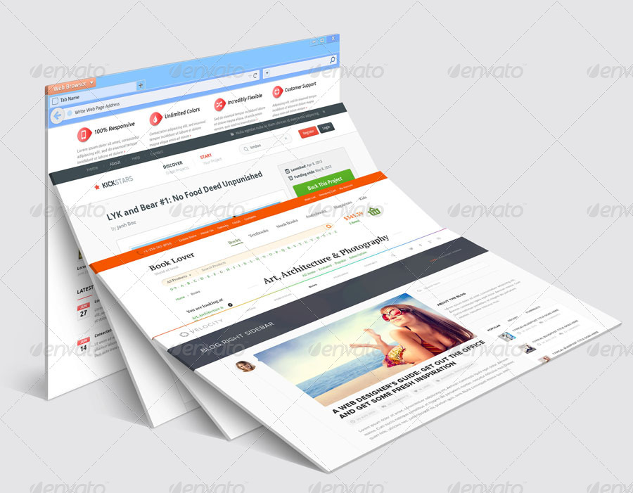 3D Web Browser Display Mock-Up, Graphics | GraphicRiver