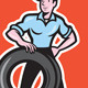 Tireman Mechanic With Tire on Shield, Vectors | GraphicRiver