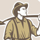 Prospector With Shovel in Circle, Vectors | GraphicRiver