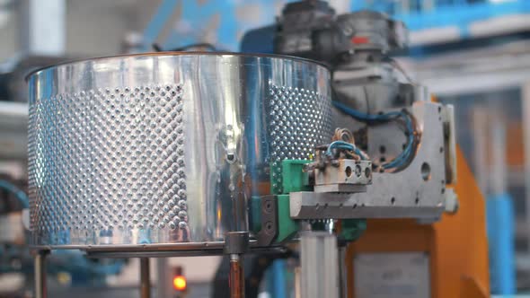 Manufacturing Drums for Washing Machine at Robotic Equipment at Factory ...