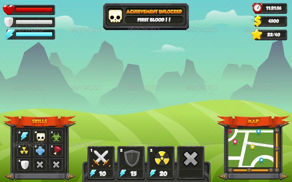 Cartoon Games GUI Pack 17, Game Assets | GraphicRiver