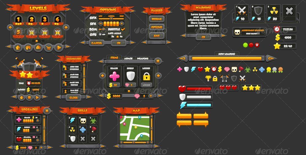 Cartoon Games GUI Pack 17, Game Assets | GraphicRiver