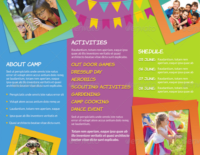 Kids summer camp fest 2014 trifold brochure, Print Templates | GraphicRiver