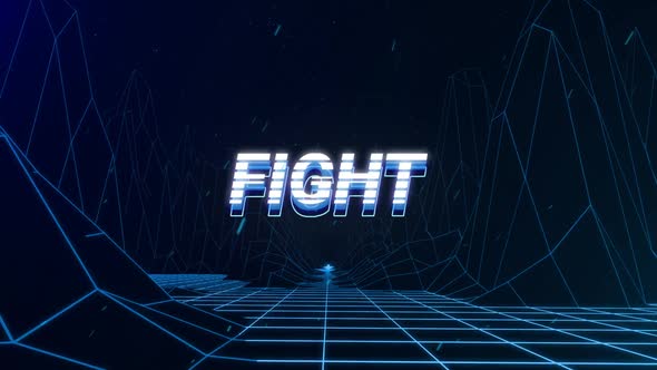 Animation vintage video game screen with word fight written, Motion ...