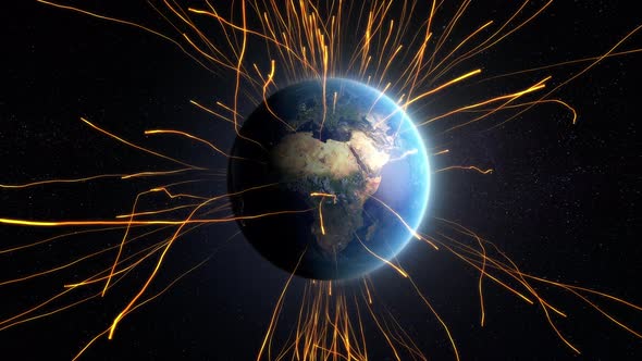 Radio Signals Around Earth Globe, Motion Graphics | VideoHive