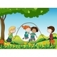 Kids playing under tree by interactimages | GraphicRiver