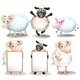 Sheep and lambs with empty boards by interactimages | GraphicRiver