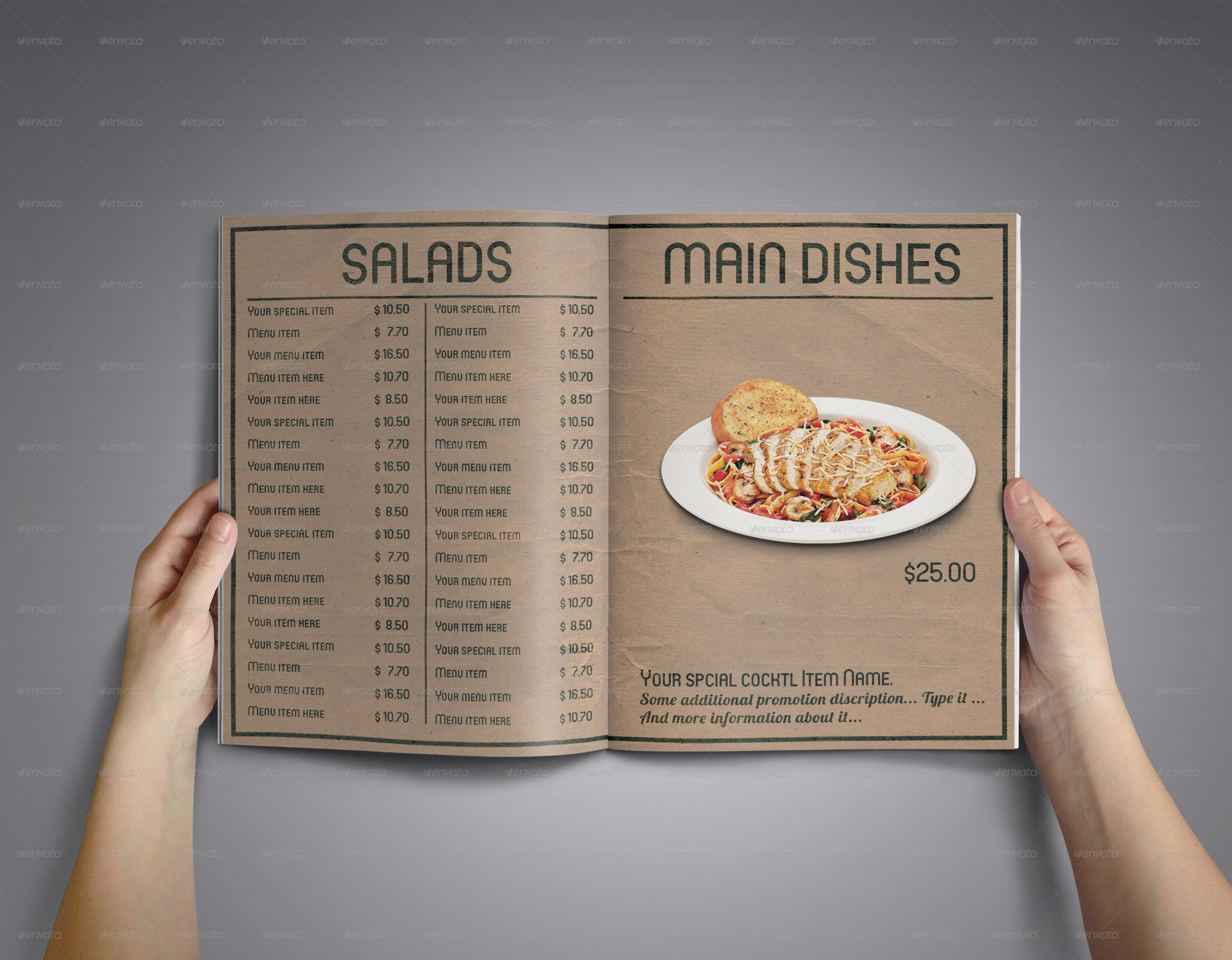 6 Pages Food Menu - Vintage Style, Print Templates | GraphicRiver