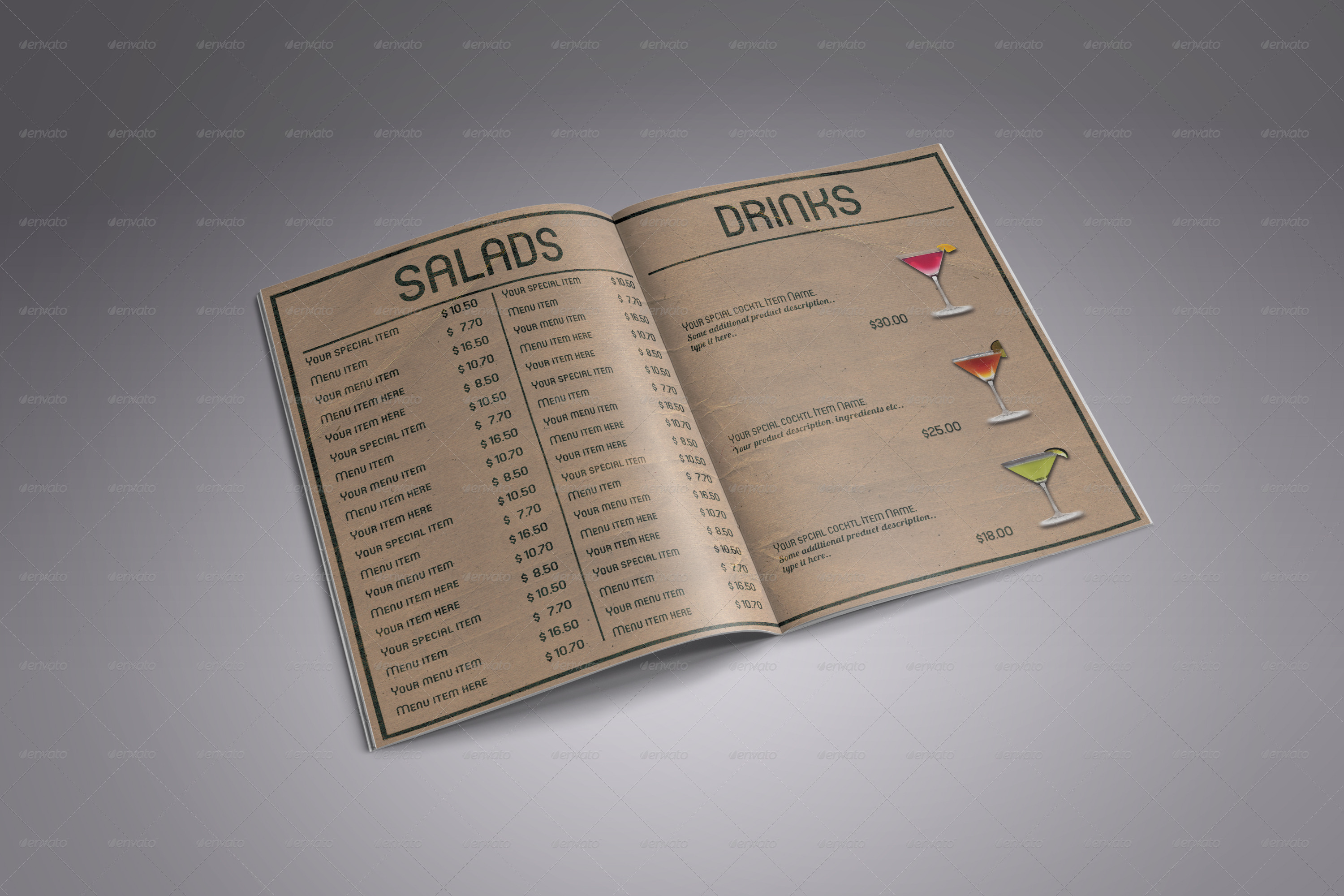 6 Pages Food Menu - Vintage Style, Print Templates | GraphicRiver