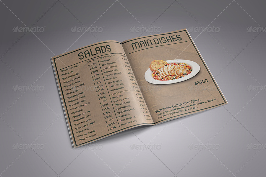 6 Pages Food Menu - Vintage Style, Print Templates | GraphicRiver