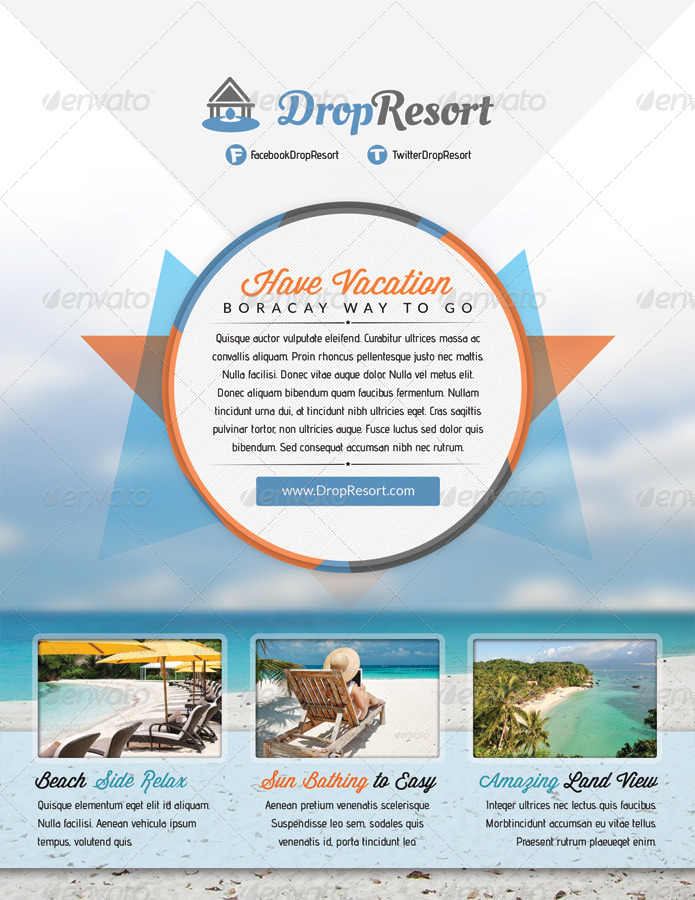 Drop Beach Resort Vacation Design Series Bundle, Print Templates ...
