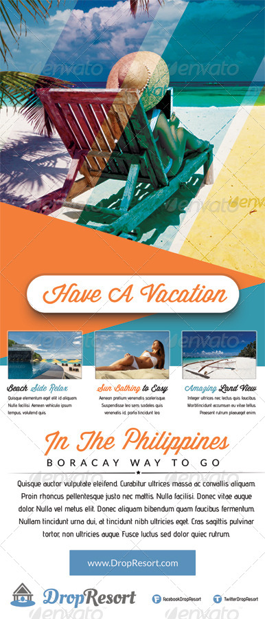 Drop Beach Resort Vacation Design Series Bundle, Print Templates ...