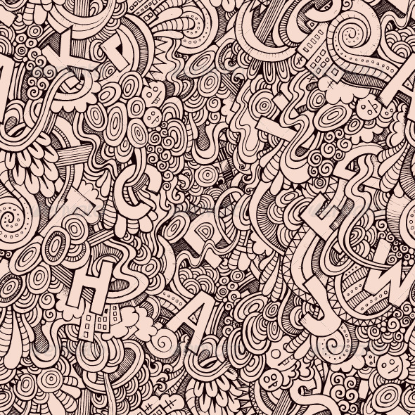 3 Doodles Letters Seamless Pattern, Vectors | GraphicRiver