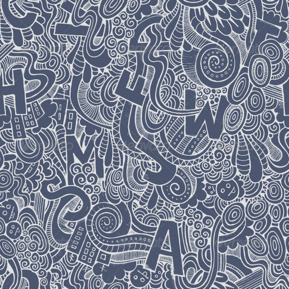 3 Doodles Letters Seamless Pattern, Vectors | GraphicRiver