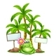 Monster with flower, palm trees and empty signs, Vectors | GraphicRiver