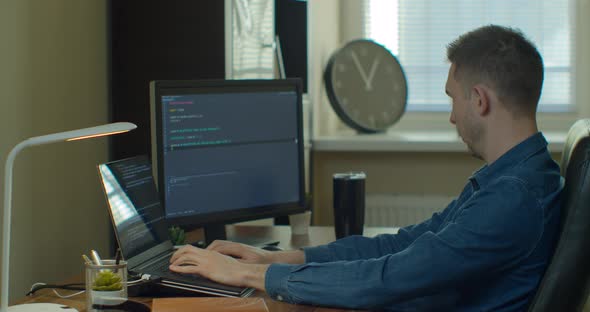 Man Coding Html and Programming on Screen Monitors, Development Web ...