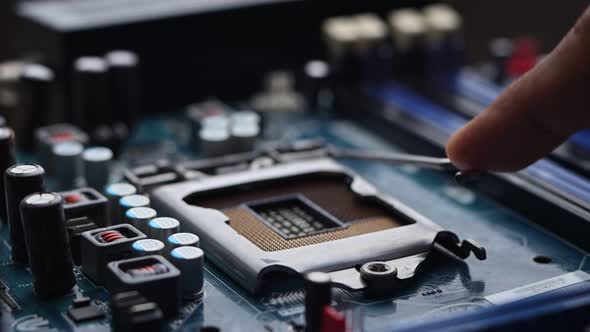 Processor Slot On Computer Motherboard 1149, Stock Footage | VideoHive