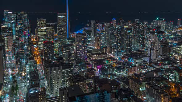 Downtown Toronto Night Time Lapse Of Traffic An Cn Tower, Stock Footage