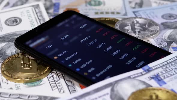 Time Lapse Cryptocurrency Price Quotes Numbers on Black Screen of a ...