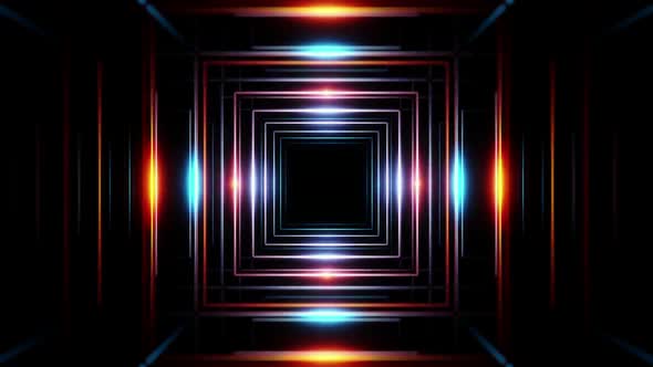 Neon Light Square Tunnel, Motion Graphics | VideoHive