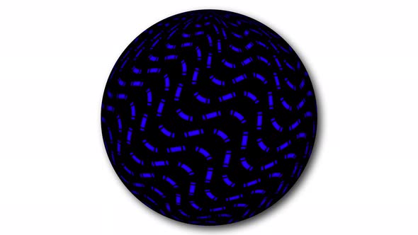 Stripy line attached on a sphere. Stripy sphere animated on white ...
