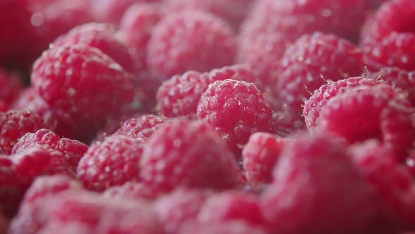 Close Up Rotation Raspberry Macro Red Fresh Raspberries, Stock Footage