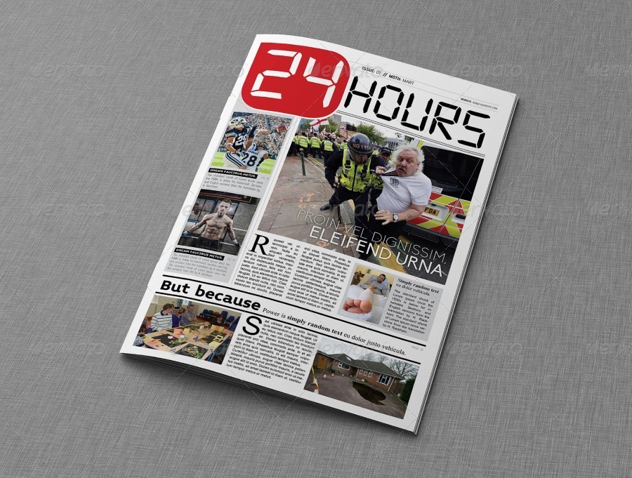 24 Hours 14 Pages Newsletter, Print Templates | GraphicRiver