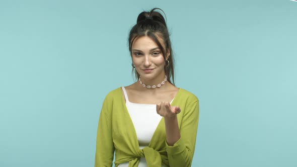 Slow Motion of Beautiful and Seductive Young Woman Luring you to Come ...