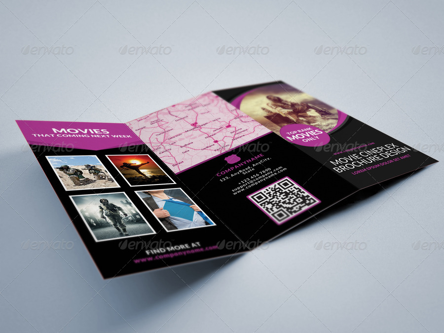 Movie Theater Cinema Hall Tri-Fold Brochure, Print Templates | GraphicRiver