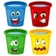 Buckets with faces, Vectors | GraphicRiver