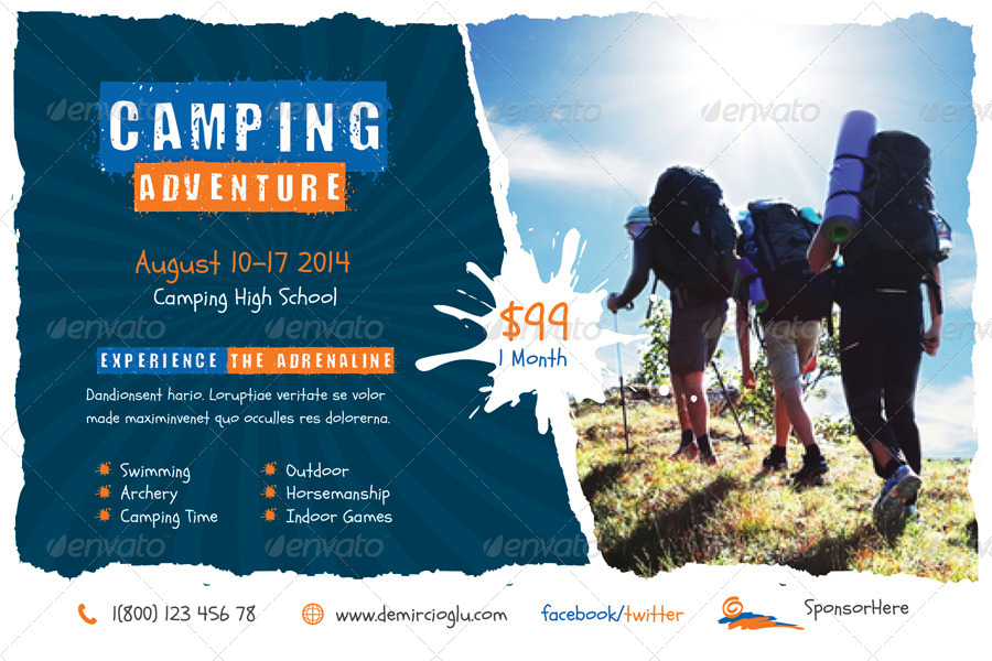 Camping Adventure Postcard Templates, Print Templates | GraphicRiver