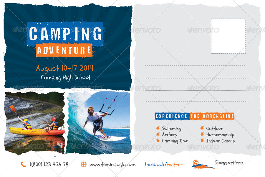 Camping Adventure Postcard Templates, Print Templates | GraphicRiver