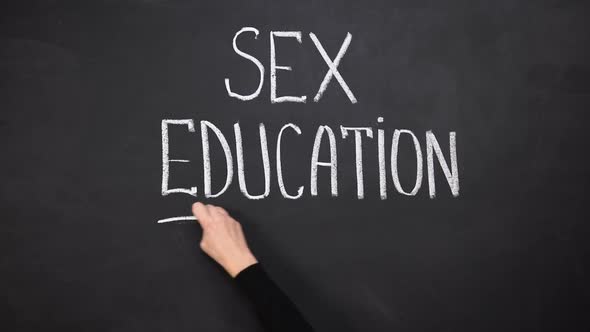 Sex Education Word Written On Chalkboard Human Rights Protection Awareness Stock Footage