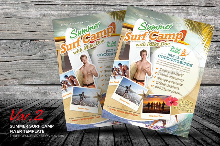 Summer Surf Camp Flyers by kinzi21 | GraphicRiver